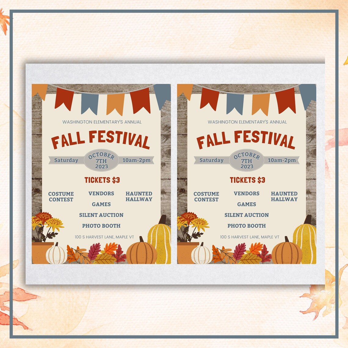Fall Festival Flyer Editable Canva Template Autumn School Carnival ...