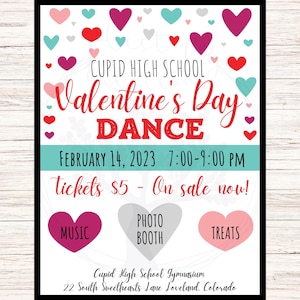 Valentines Day Dance Flyer Candygram Editable Canva Template Digital ...