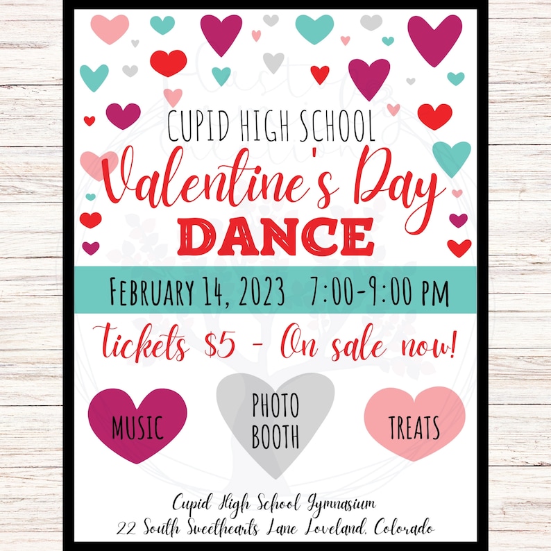 Valentines Day Dance Flyer Candygram Editable Canva Template Digital ...