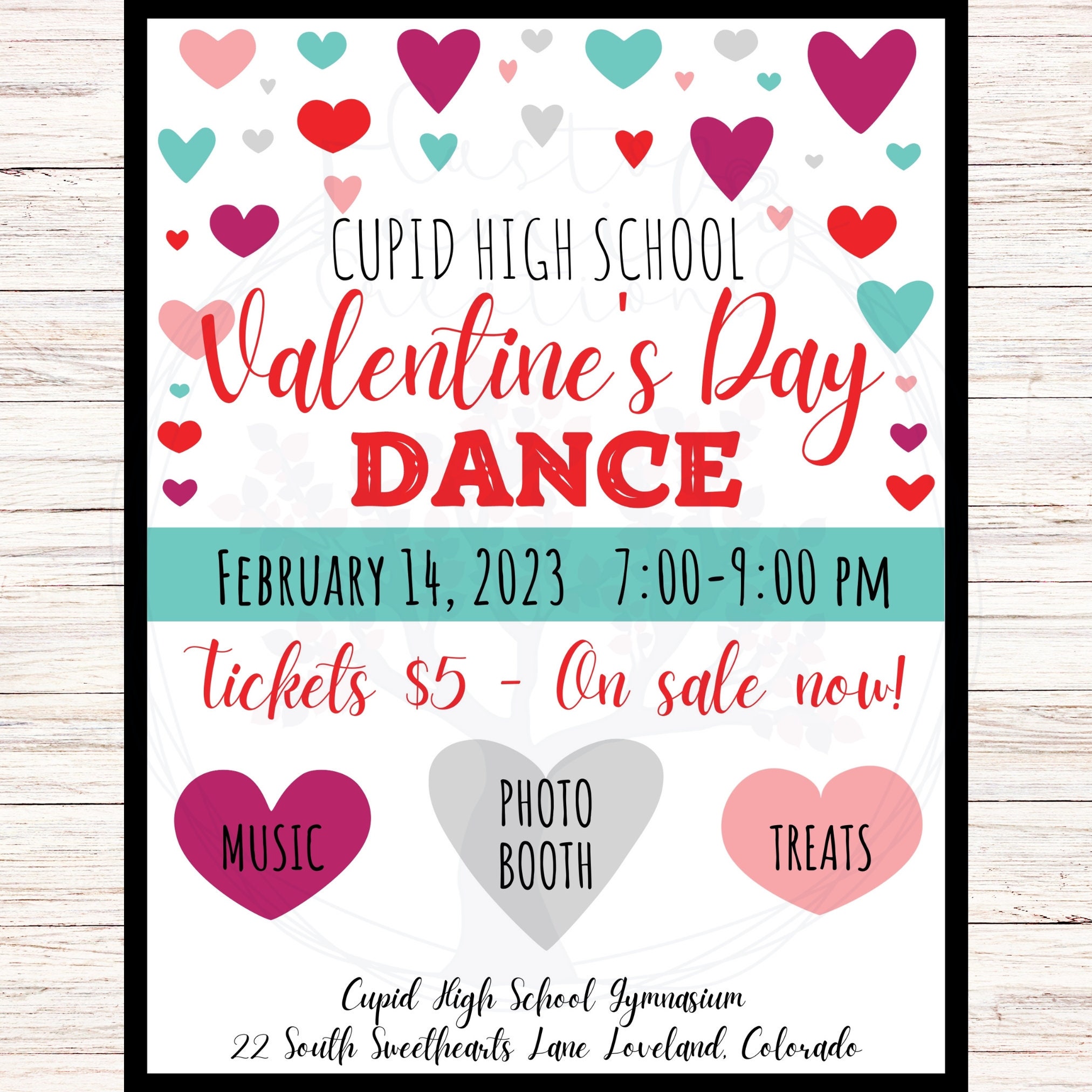 Valentines Day Dance Flyer Candygram Editable Canva Template Digital ...