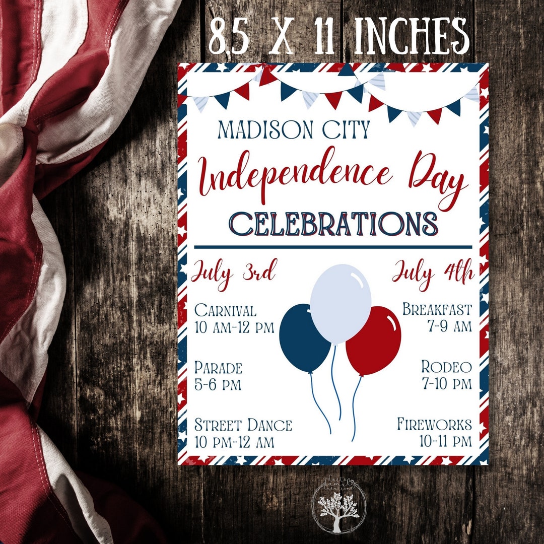 Editable Patriotic Flyer Template 4th of July Independence - Etsy