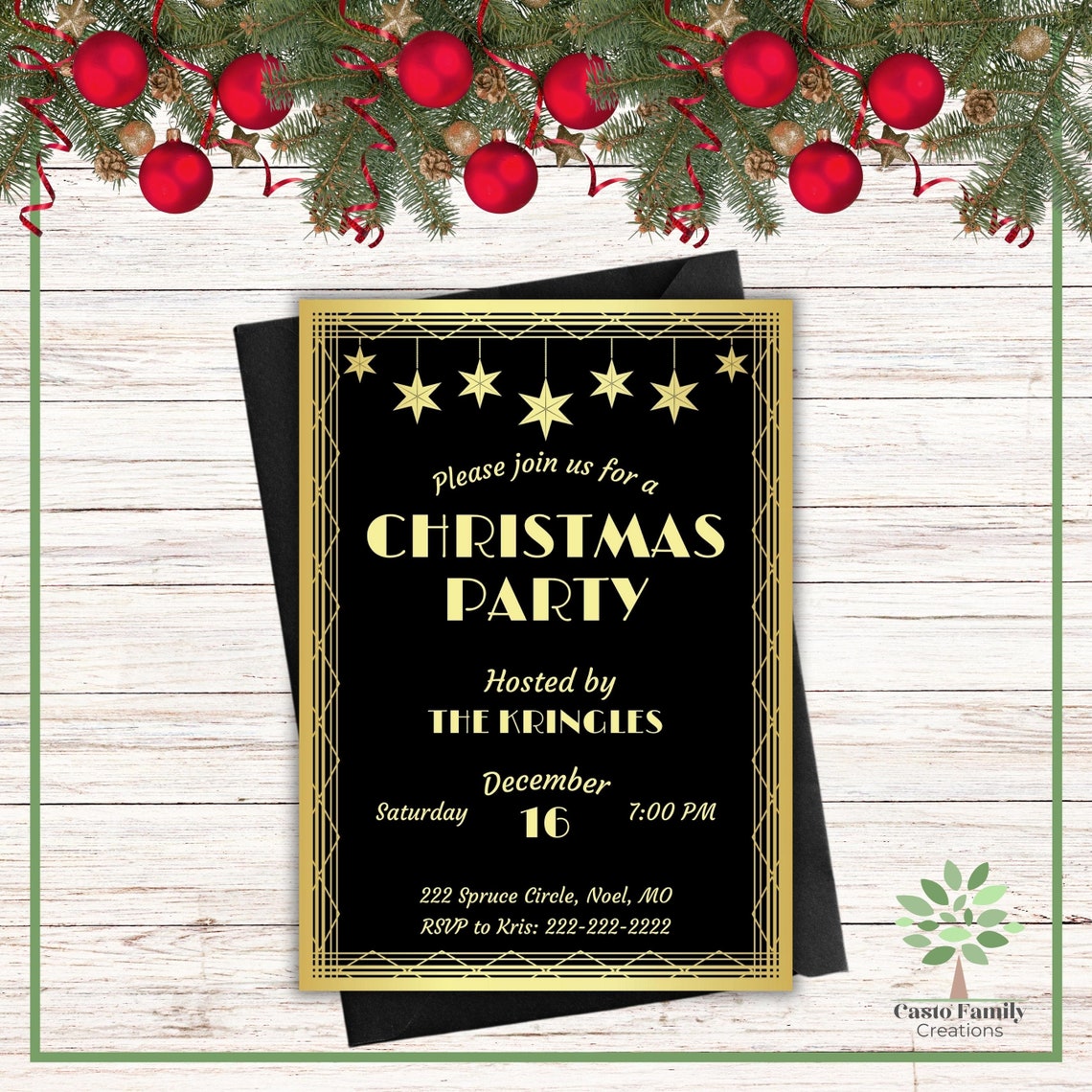 Editable Christmas Party Invitation, Canva Template, Google Sheets ...