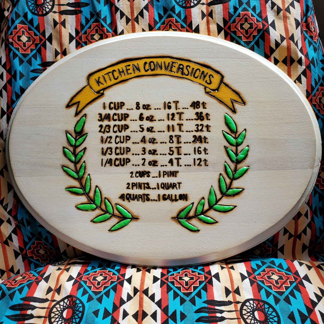 Wood Burned Kitchen Conversion Chart - Etsy