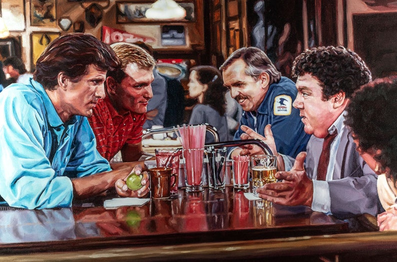 Cheers Gang Norm Cliff Sam Woody Art Print Classic TV Cheers Pub Bar ...