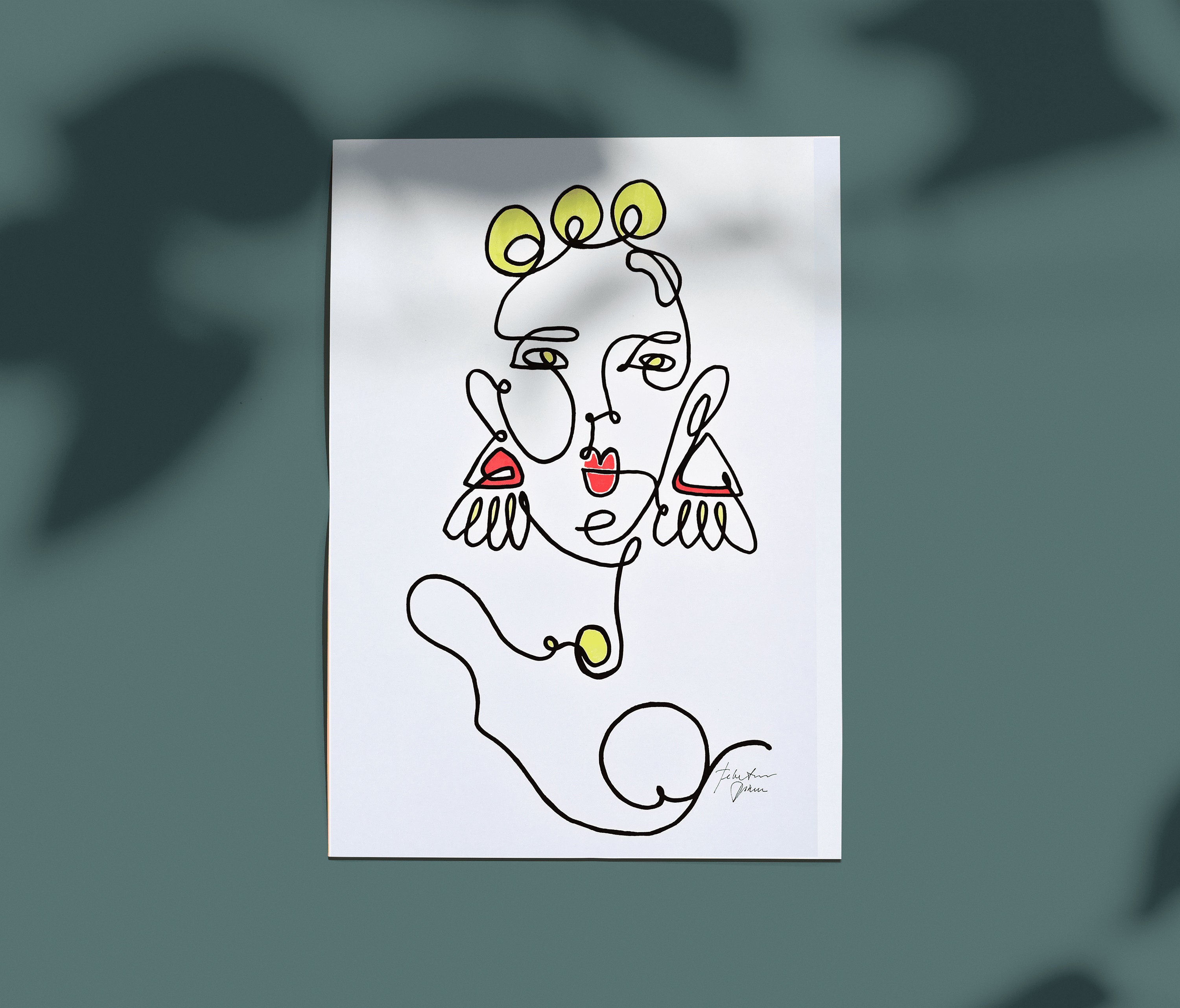 Painting Art & Collectibles Female Portrait Picasso Original Minimalist ...