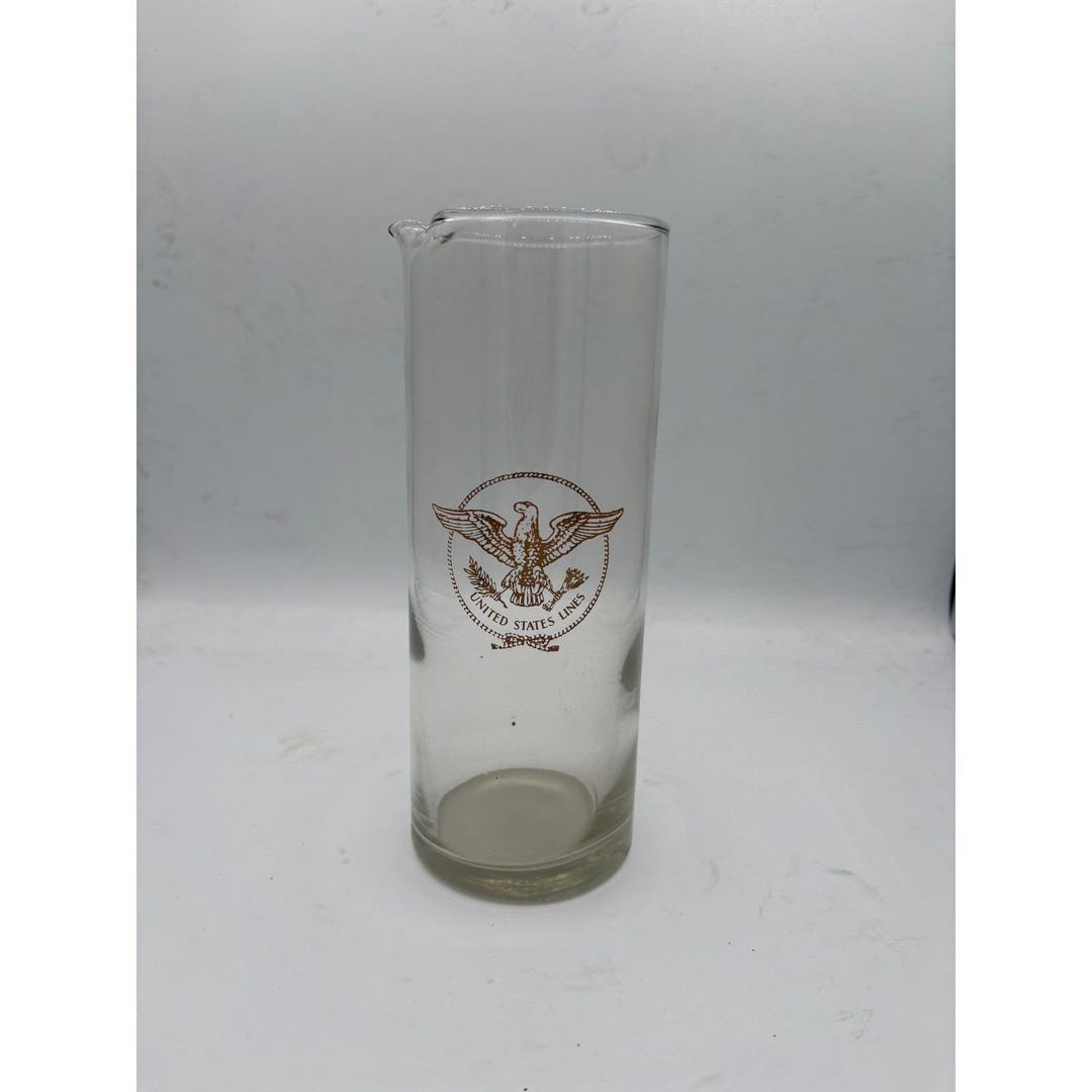 Vintage United States Lines Glass Pitcher Eagle Logo Barware ...