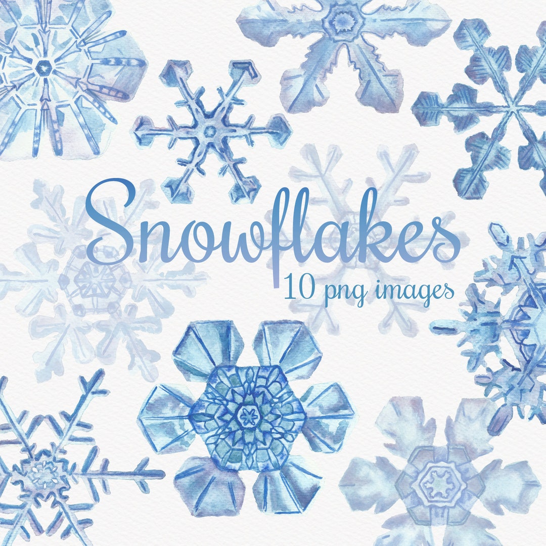Watercolor Snowflakes Clipart Set, Hand Painted Winter Illustration ...
