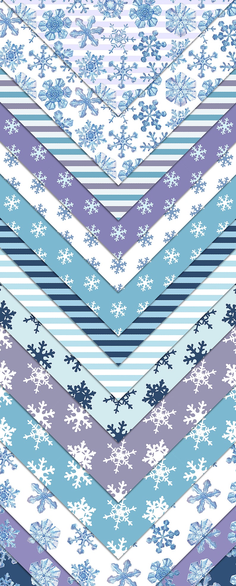 Winter Digital Paper Set Snowflake Scrapbooking Paper With - Etsy