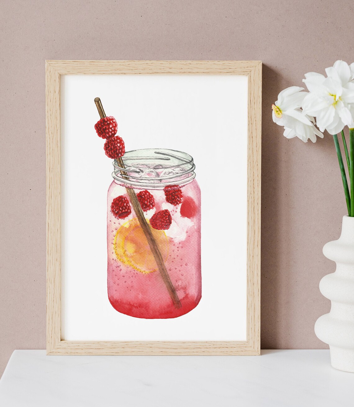 Raspberry Lemonade Watercolor Clipart, Printable Kitchen Wall Art - Etsy