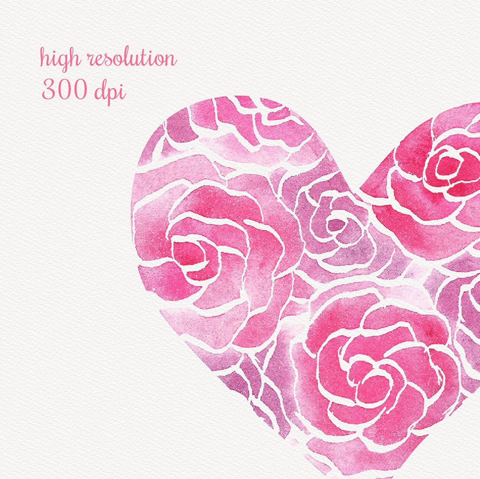 Pink Watercolour Hearts Clipart Set - Etsy