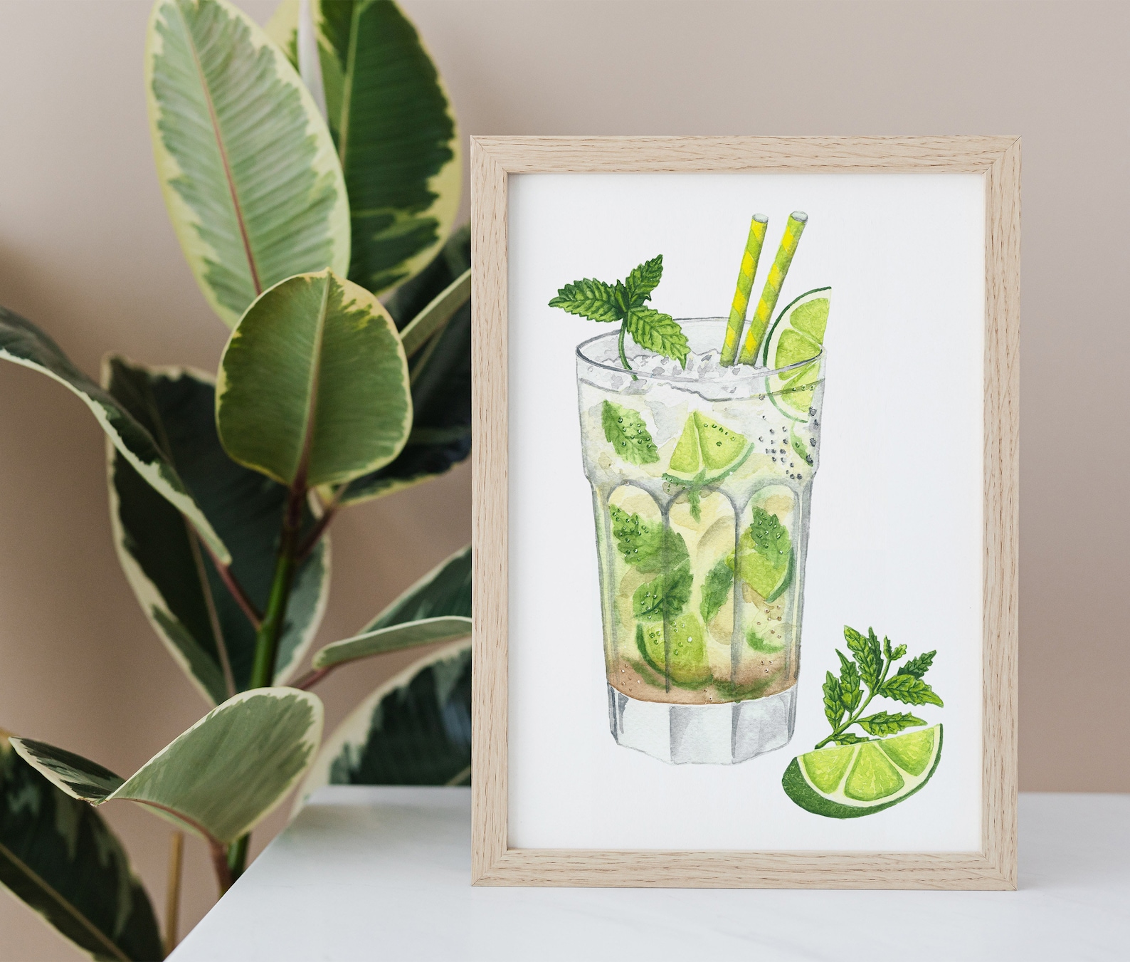 Mojito Printable Watercolor Cocktail Illustration - Etsy