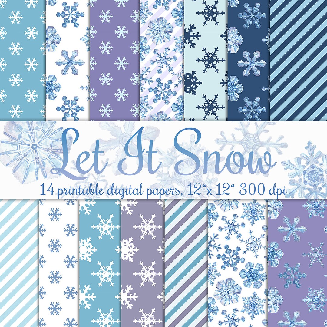Winter Digital Paper Set Snowflake Scrapbooking Paper With - Etsy