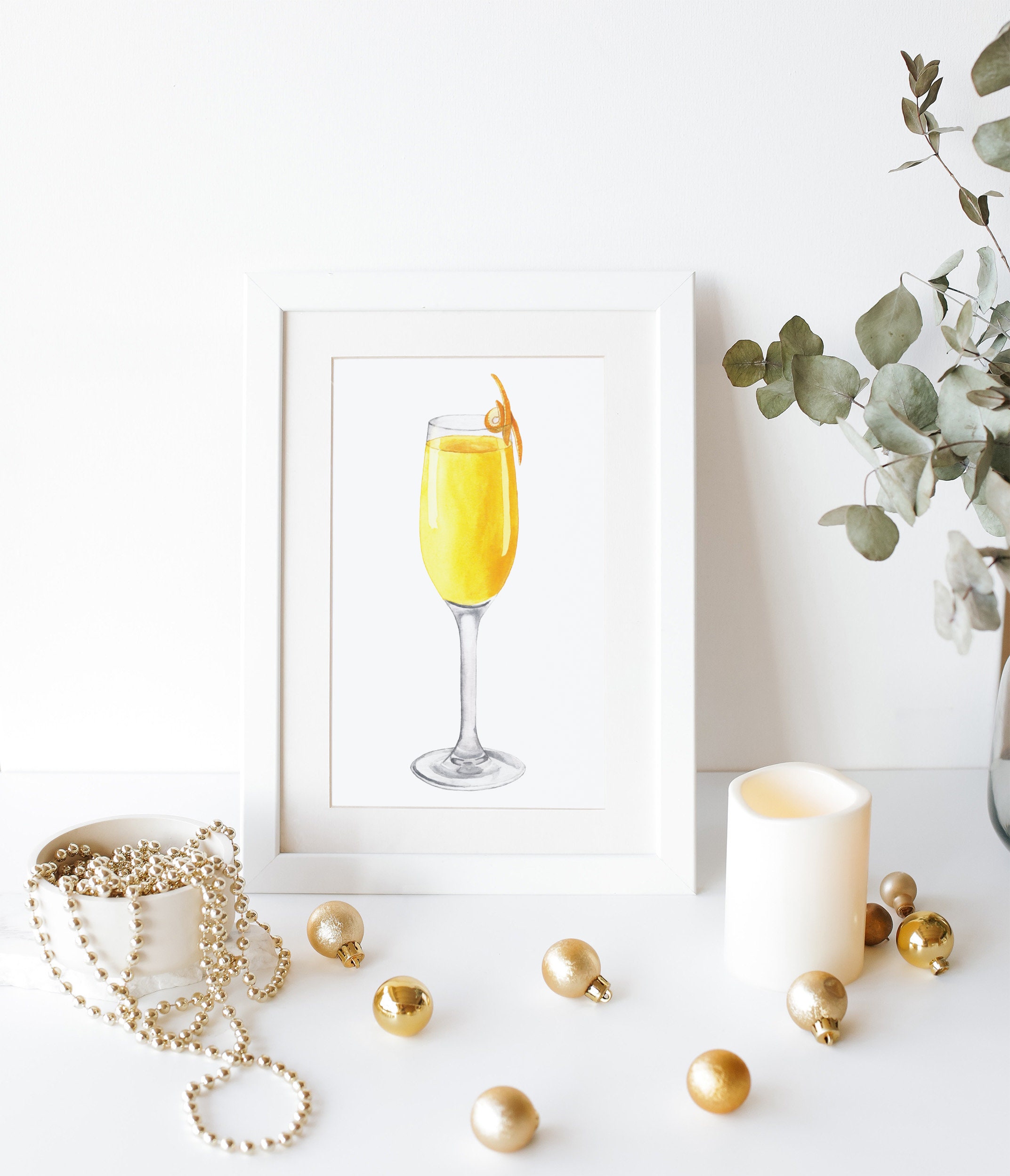 Mimosa Watercolor Drink Cocktail Illustration, Summer Printable Home ...