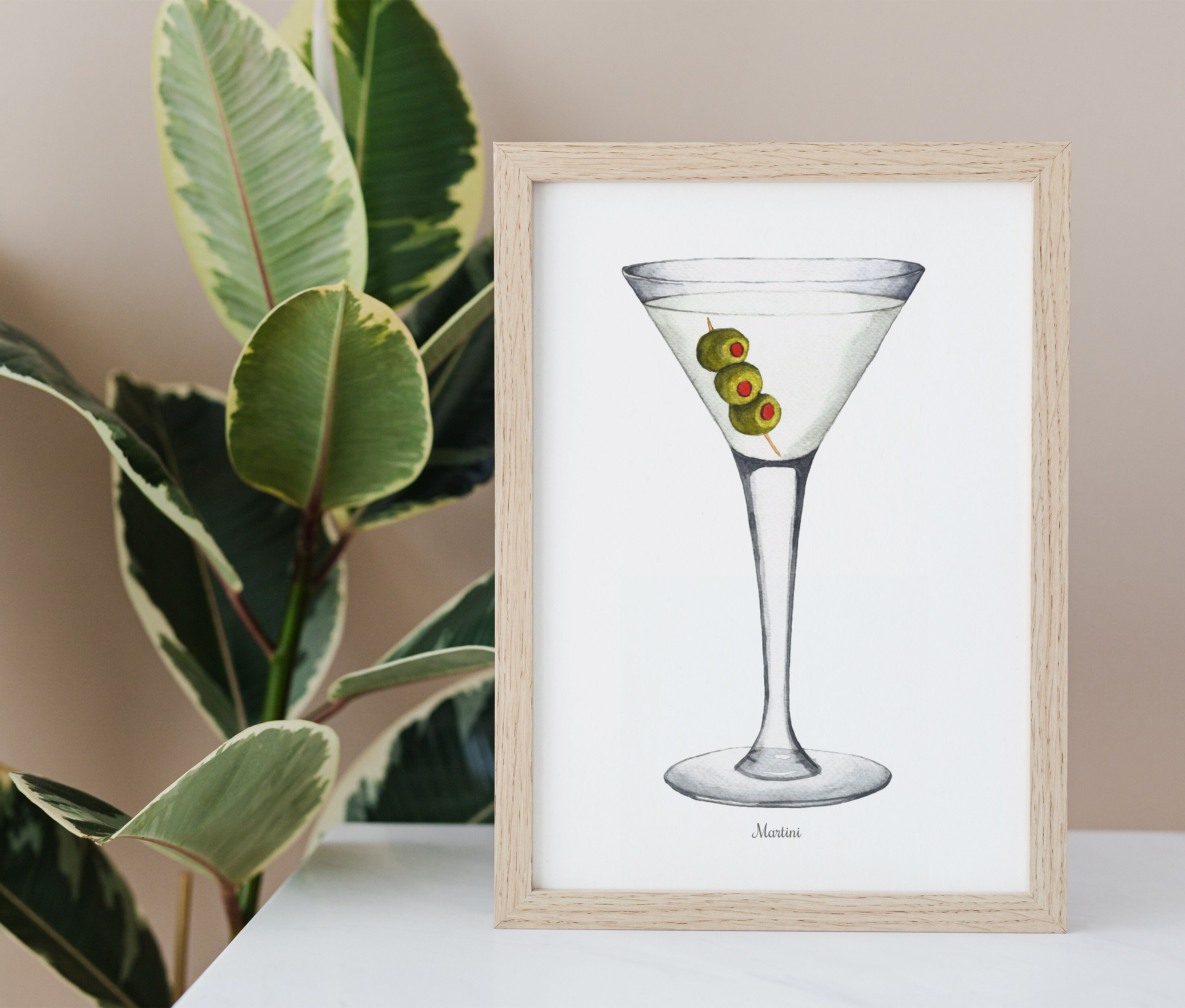 Martini Printable Watercolor Cocktail Illustration - Etsy