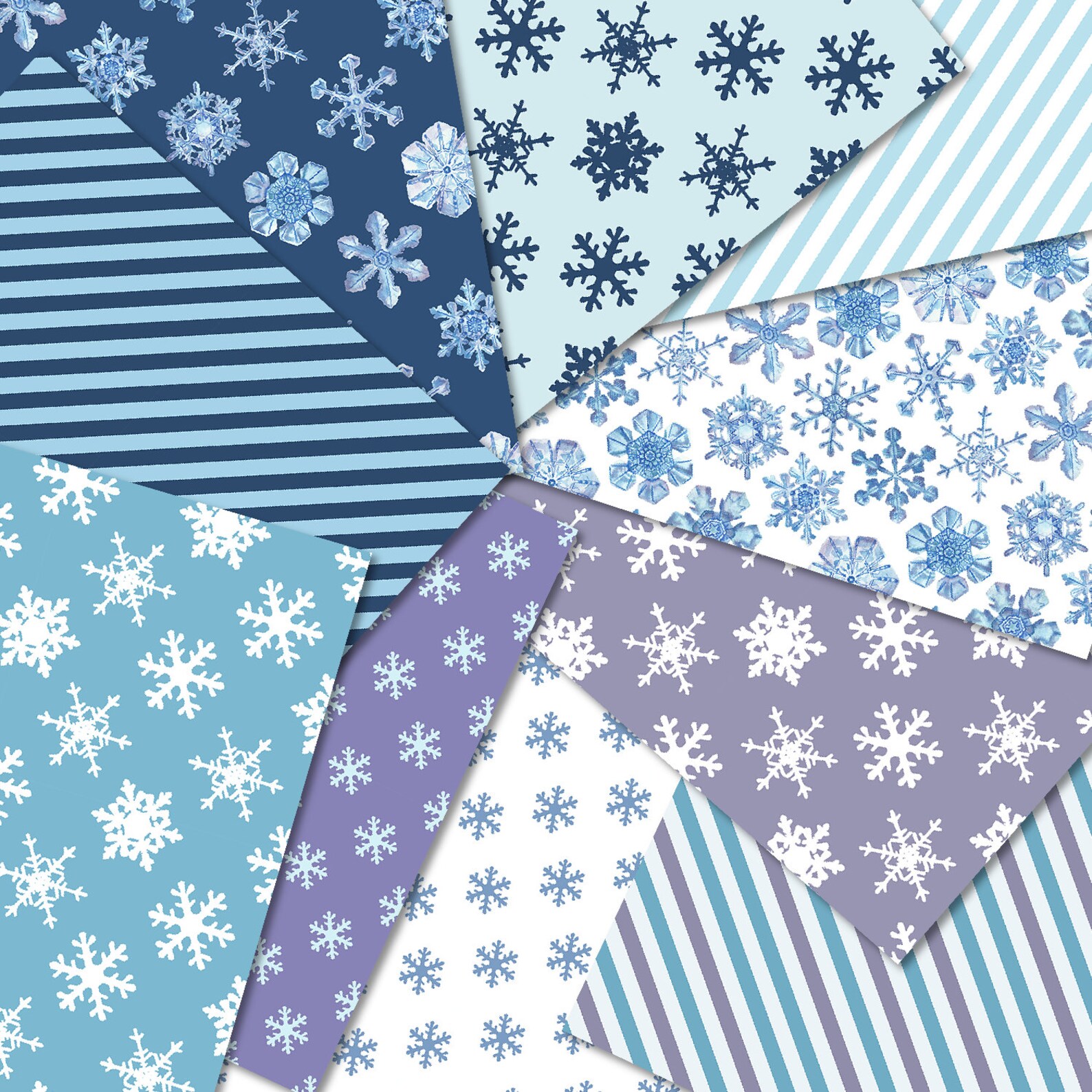 Winter Digital Paper Set Snowflake Scrapbooking Paper With - Etsy