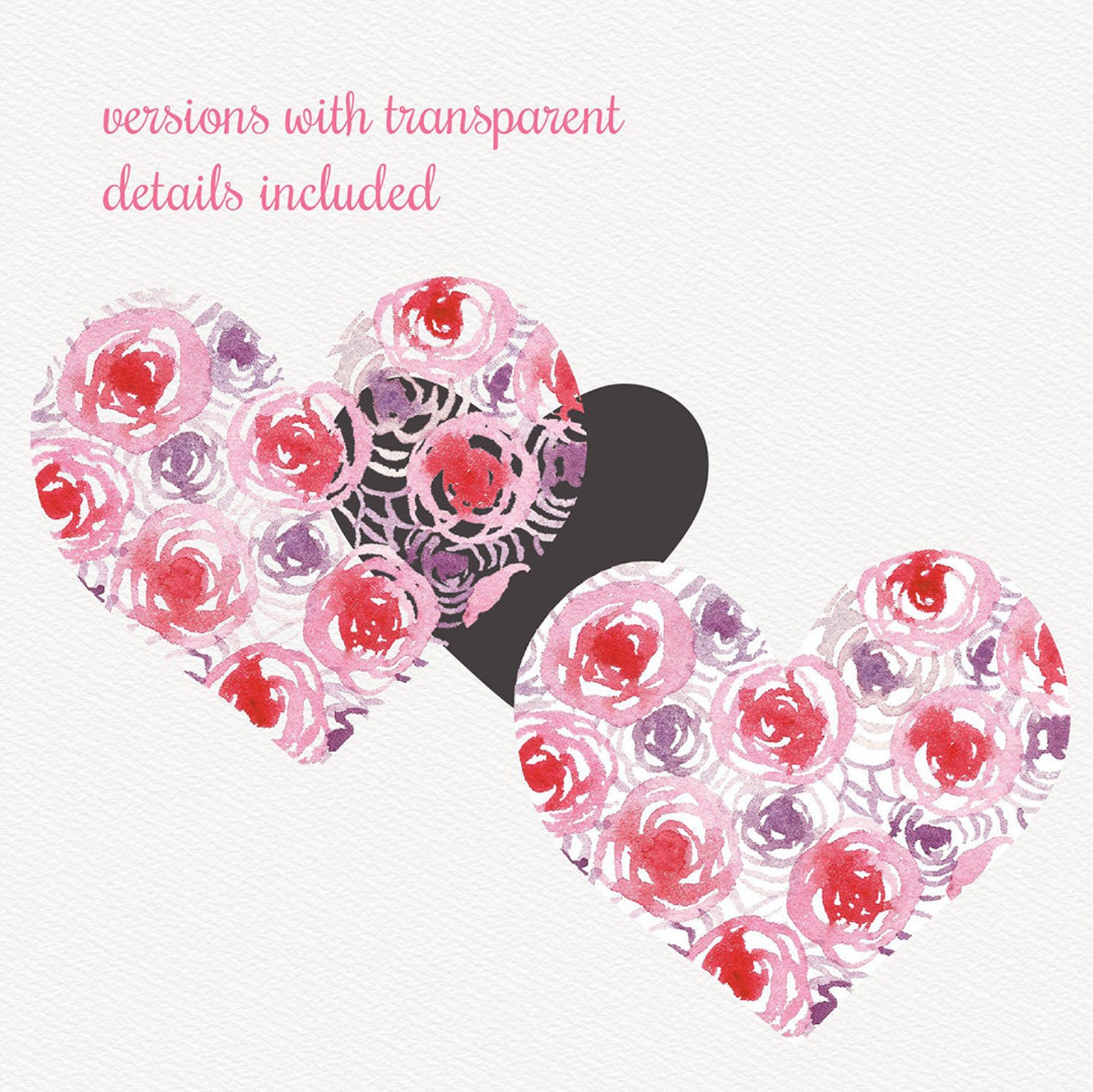 Pink Watercolour Hearts Clipart Set - Etsy