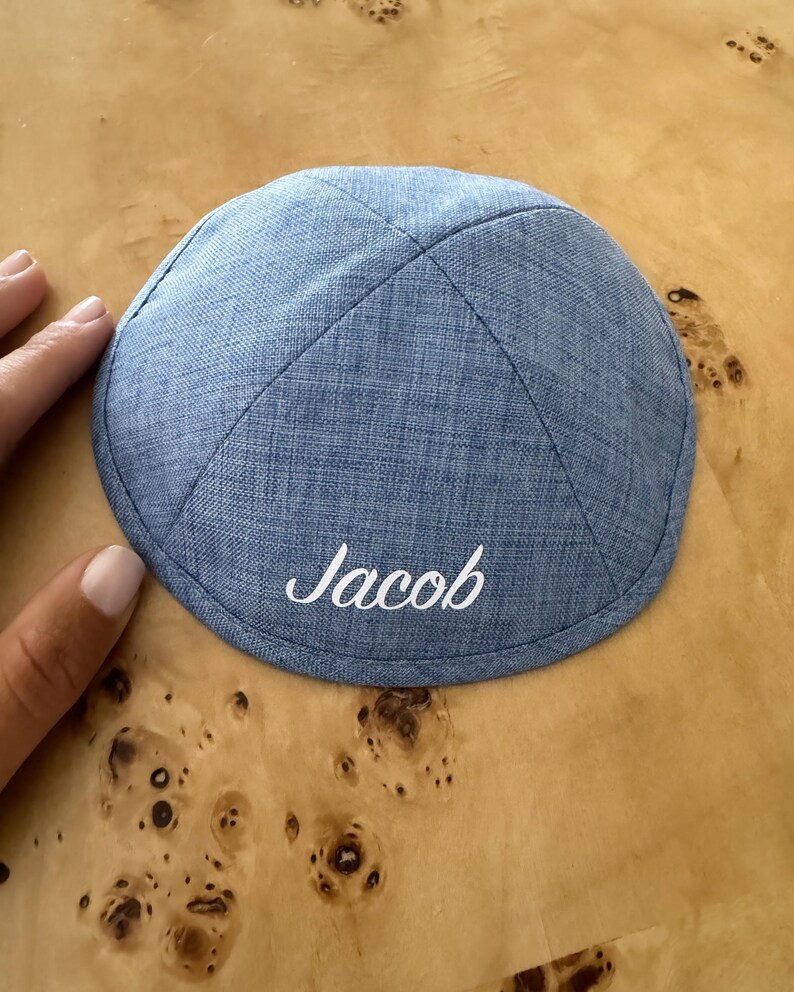 Custom Kippa Yarmulke Skullcap Jewish Bar Mitzvah Gift Upsherin Gift ...