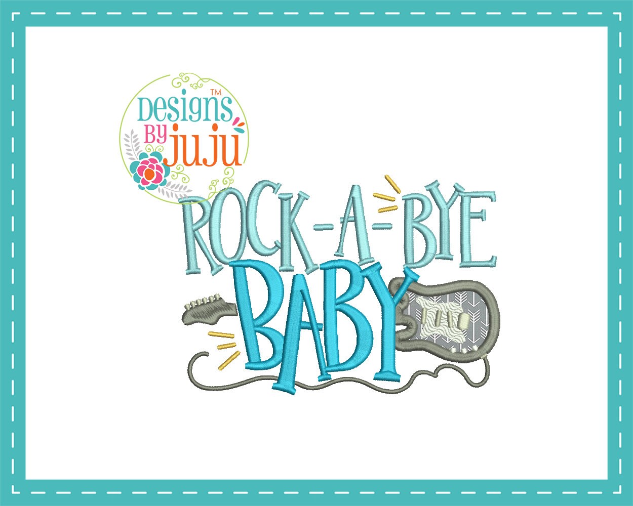 Rock A Bye Baby Boy Applique 4 sizes Instant Download | Etsy