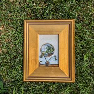 Plant and Mirror Oil Painting, Gold Framed Oil Painting, Original ...