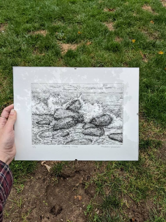 Ocean Waves Etching Print Landscape Art Ocean Art Etching - Etsy