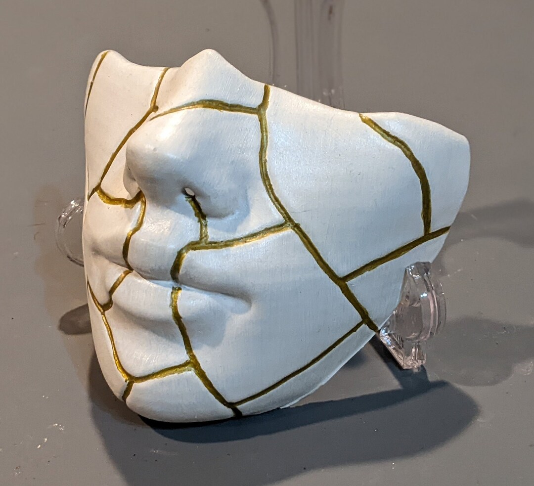 Kintsugi Mask 3D Printed Faux Gold and Porclein - Etsy