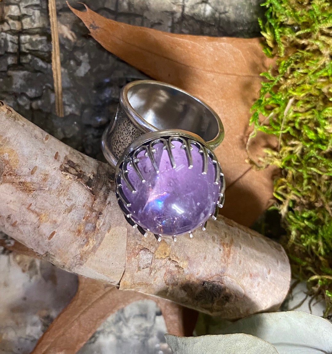 Rainbow Inclusion Amethyst Ring - Etsy