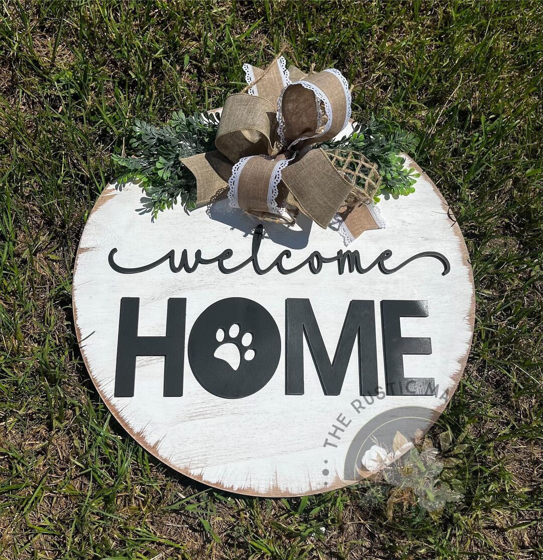 20 Welcome Home Paw Print Door Hanger Layered Door Hanger - Etsy