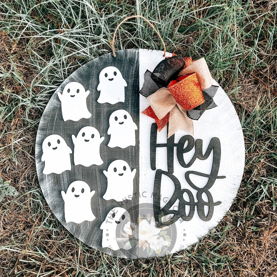Hey Boo Ghosts 3d Layered Door Hanger Halloween Door - Etsy