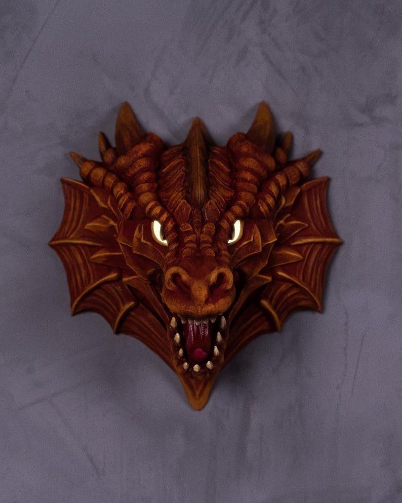 Dragon Head Wall Light, Fantasy Night Light, Gift Ideas, LED Dragon ...