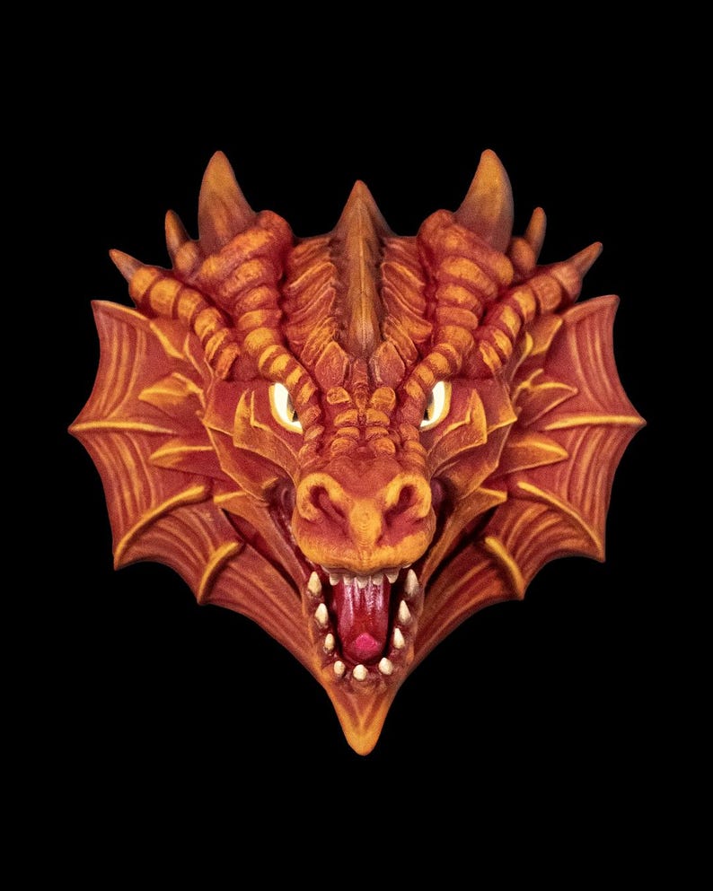 Dragon Head Wall Light, Fantasy Night Light, Gift Ideas, LED Dragon ...