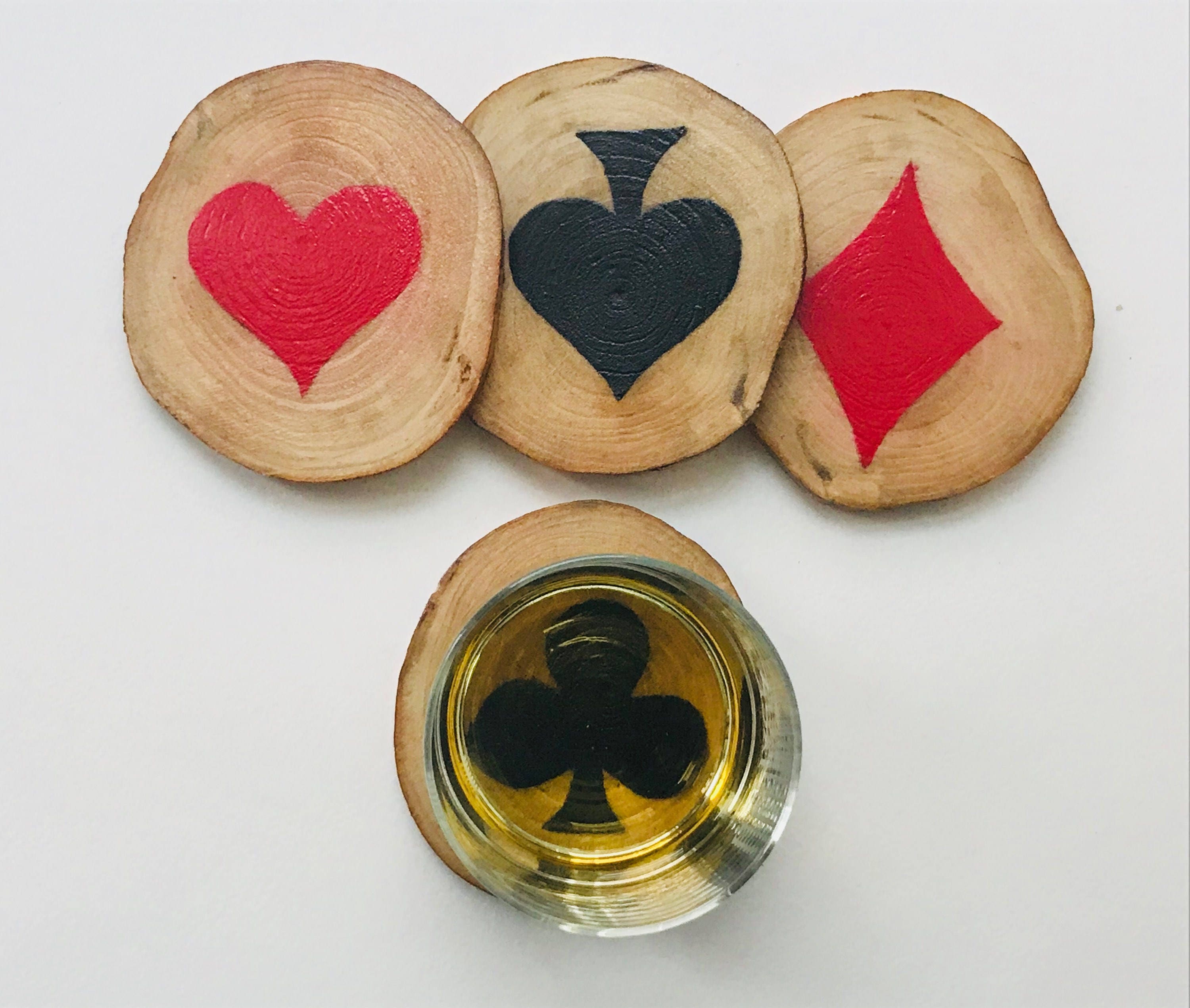 Rustic Poker Coaster Hand Painted Gift for Men Monogrammed Coaster ...