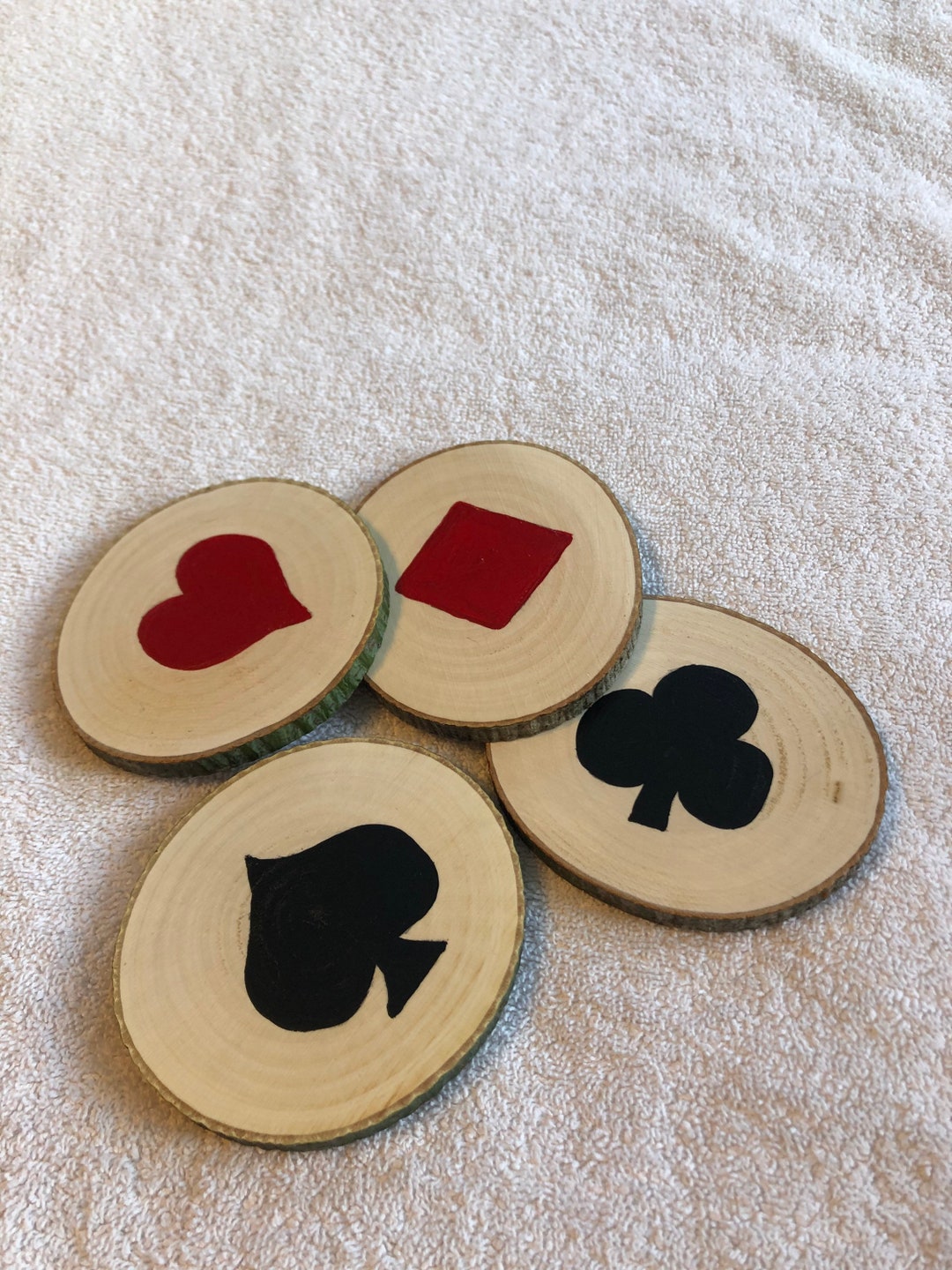 Rustic Poker Coaster Hand Painted Gift for Men Monogrammed Coaster ...