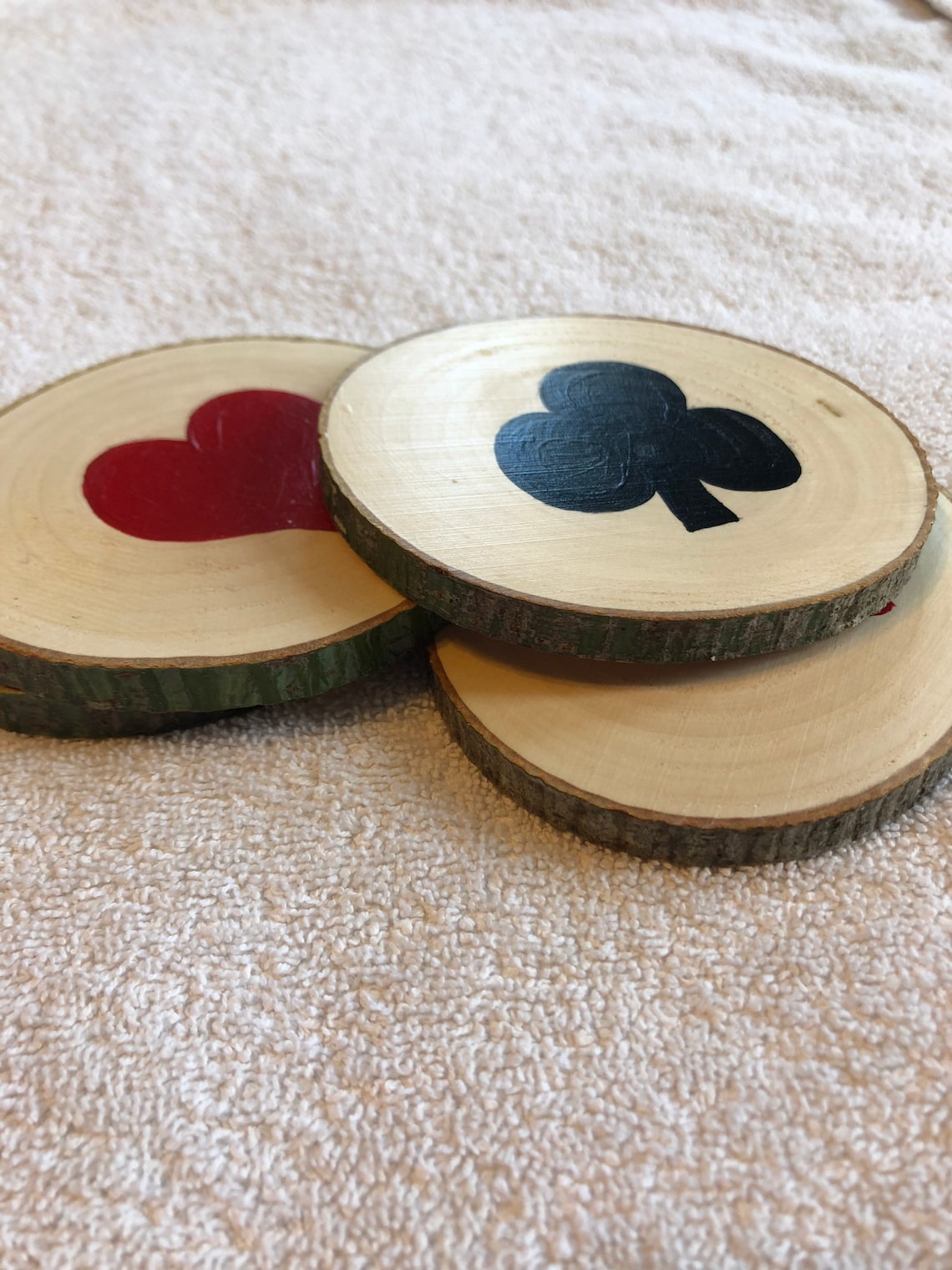 Rustic Poker Coaster Hand painted Gift for Men Monogrammed | Etsy