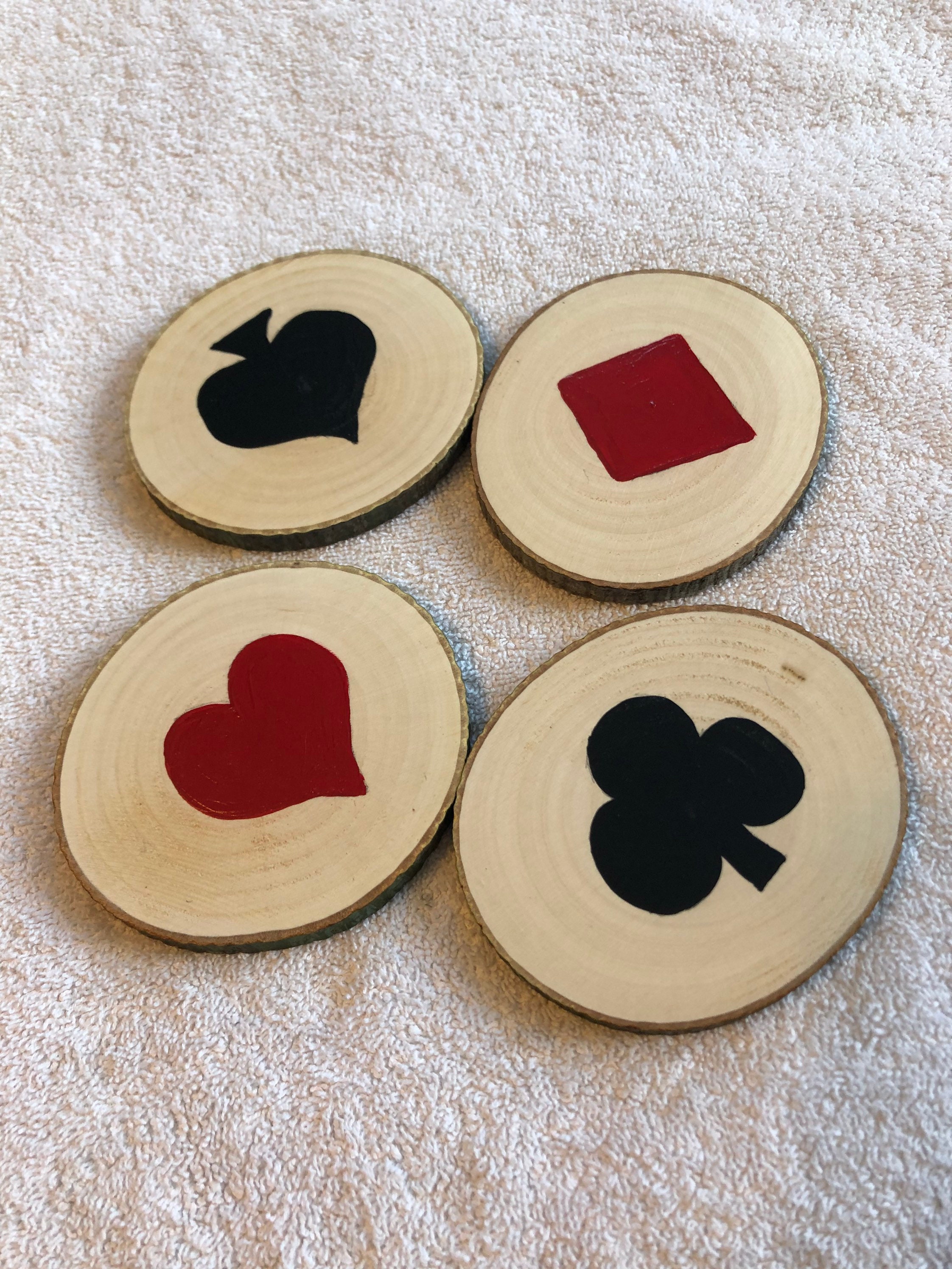 Rustic Poker Coaster Hand Painted Gift for Men Monogrammed Coaster ...