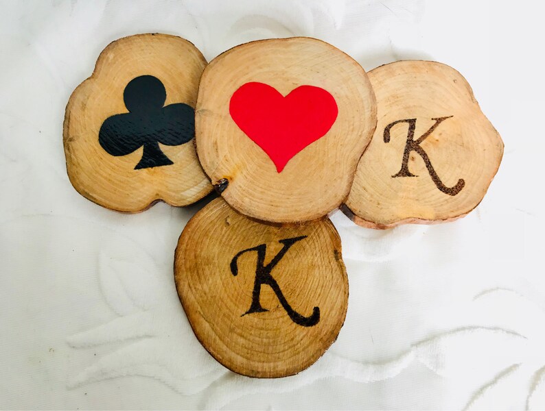 Rustic Poker Coaster Hand Painted Gift for Men Monogrammed Coaster ...