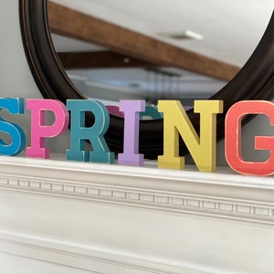 Spring Block Letters Wood Painted Home Decoration Spring Decoration ...
