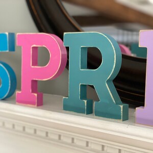 Spring Block Letters Wood Painted Home Decoration Spring Decoration ...