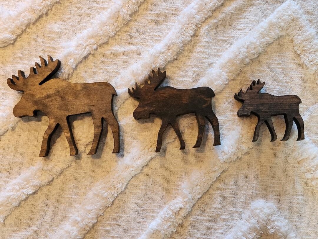 Wooden Moose, Elk Family, Moose Decor , Moose Family, Farmhouse Decor ...