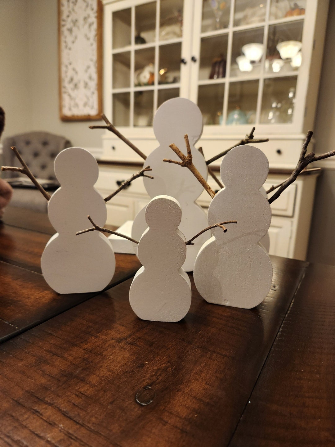 Rustic Wooden Snowman Decor, Primitive Winter Shelf Sitter, Farmhouse ...