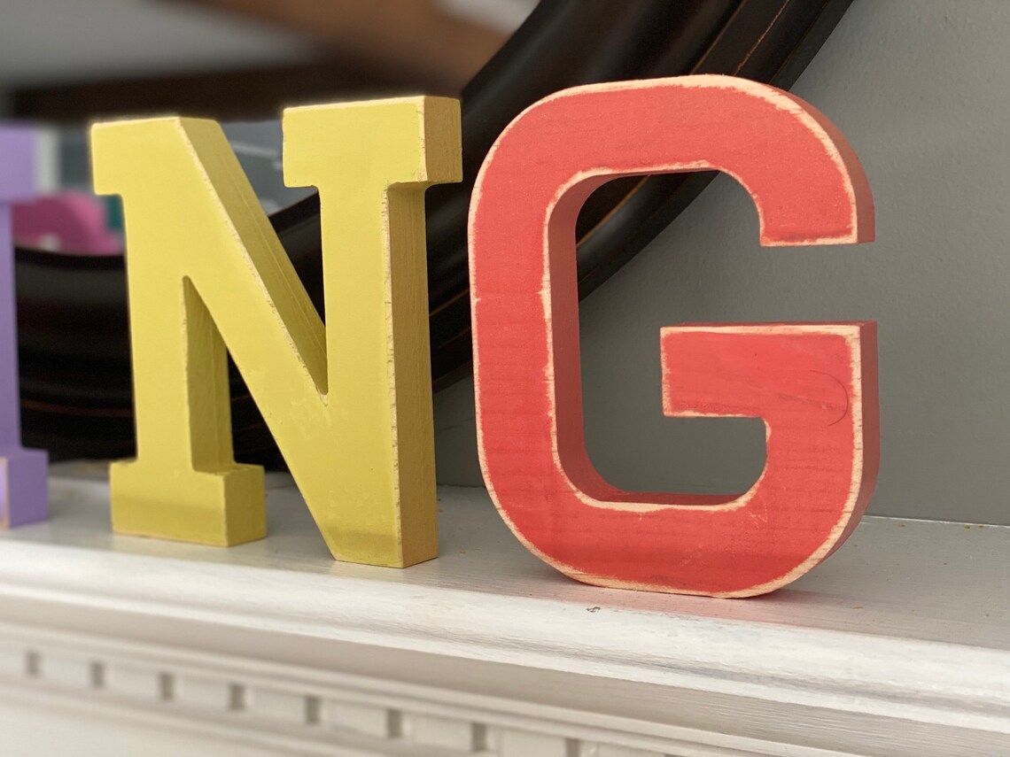 Spring Block Letters Wood Painted Home Decoration Spring | Etsy