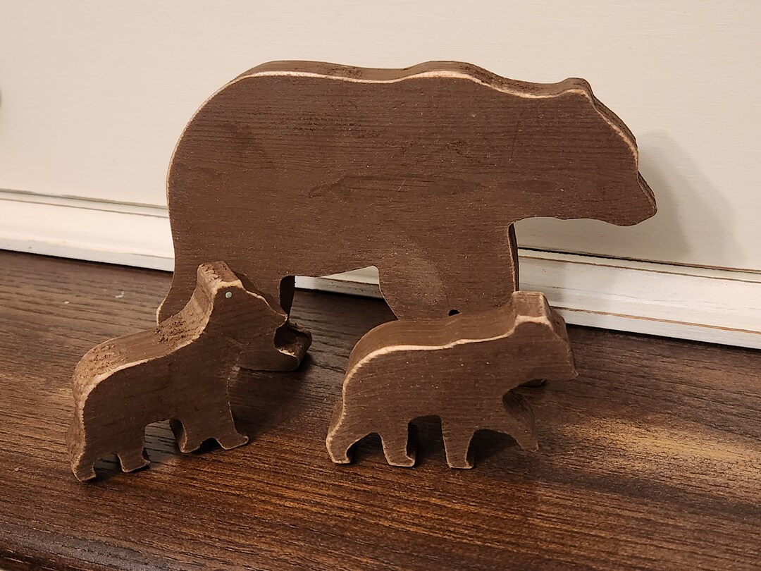 Wooden Bear Handcrafted Wooden Bear Figurine Rustic Cabin Decor ...