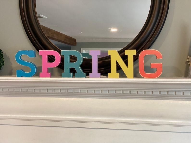 Spring Block Letters Wood Painted Home Decoration Spring - Etsy