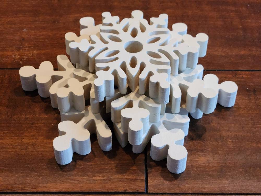 White Wooden Snowflake Detailed Snowflake Decor Wooden - Etsy