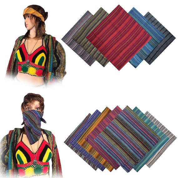 Stripey Bandana Boho Scarf Headband Neck Sciarpa Hippy Wrist | Etsy