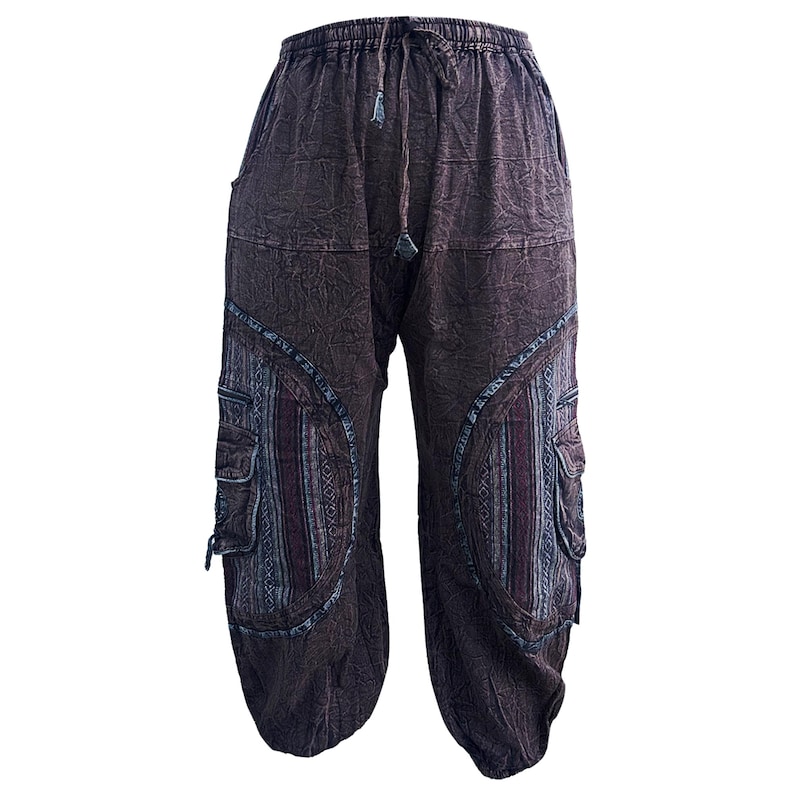 Aztec Patchwork Harem Pants Men Women – Boho Stonewash Cotton Trousers ...