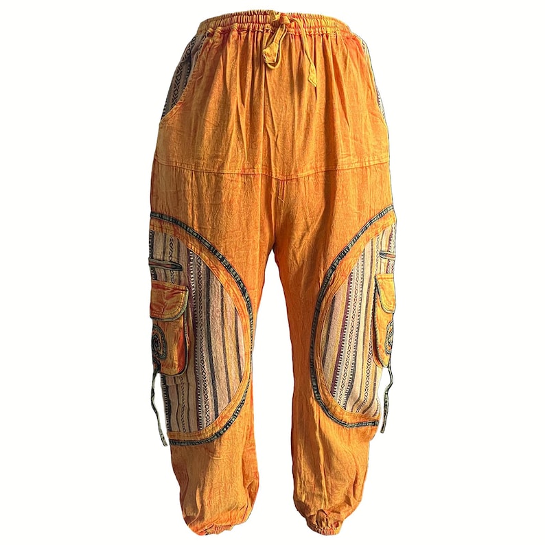 Aztec Patchwork Harem Pants Men Women – Boho Stonewash Cotton Trousers ...