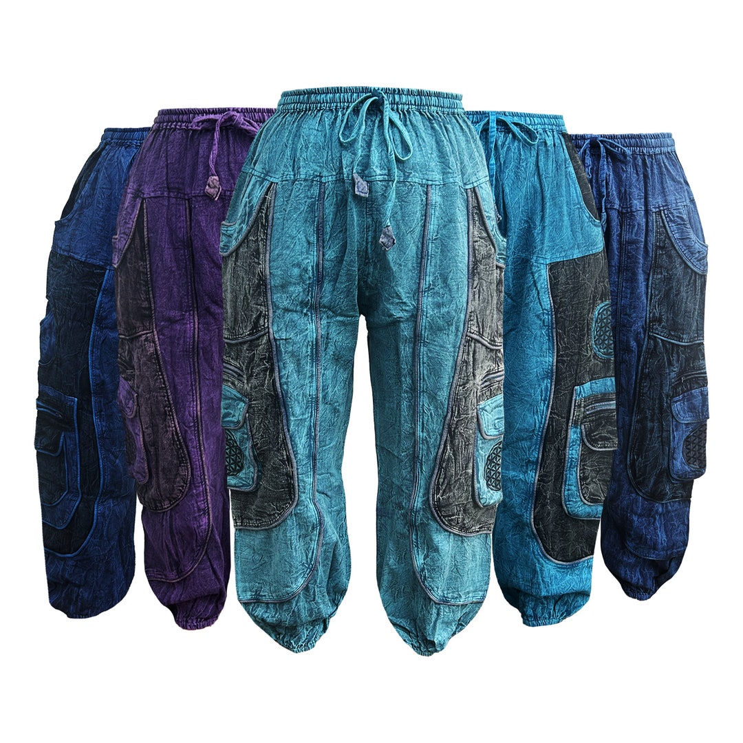 Aztec Stonewash Patchwork Trousers Hippie Mens Womens Harem Hippy Pants ...