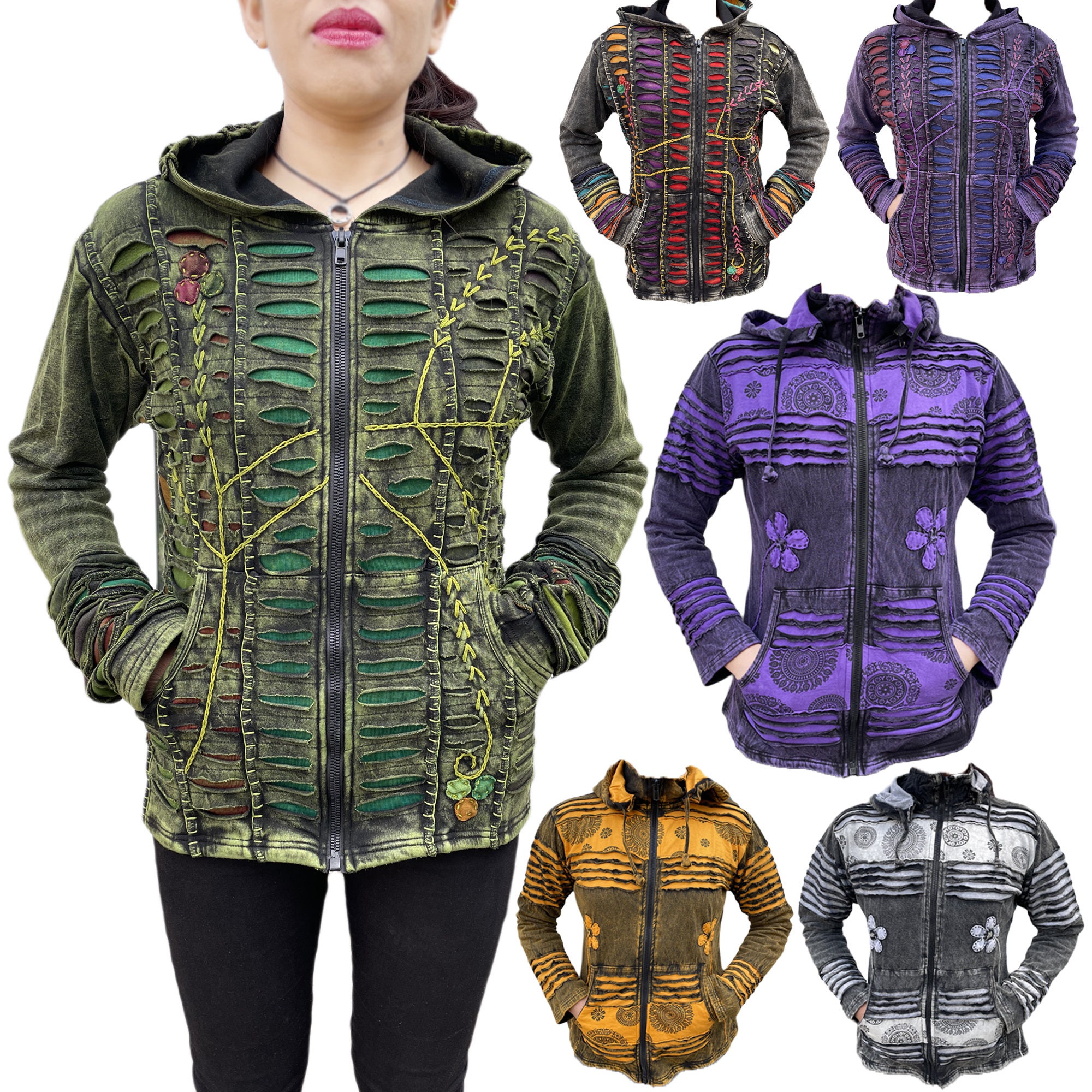 Hippy Embroidery Floral Razor Cut Jacket Bohemian Festival - Etsy