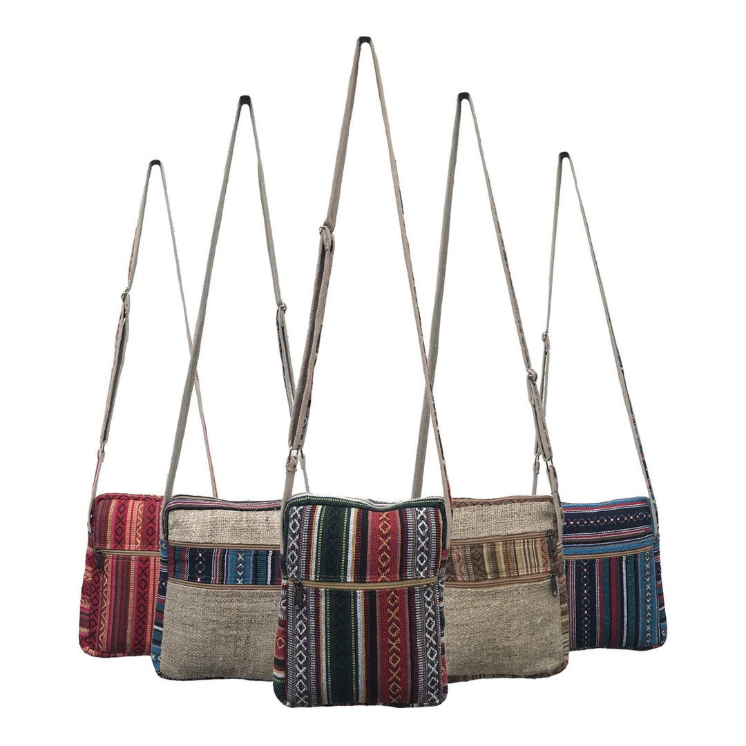 Pure Hemp Hippie Boho Passport Shoulder Multi-coloured Minibag - Etsy