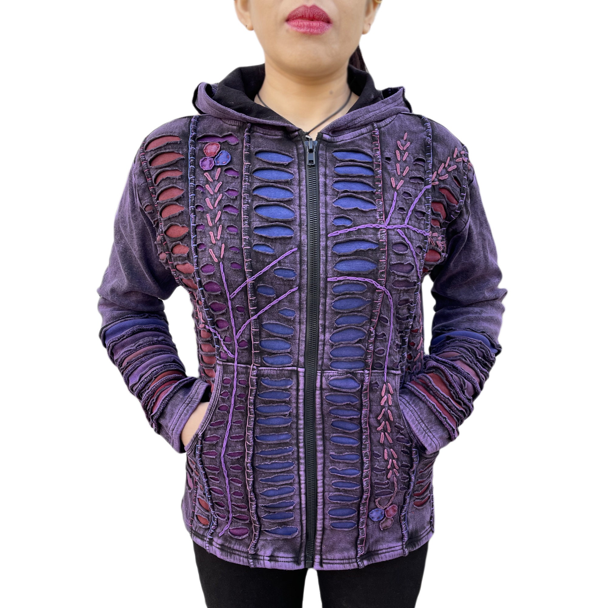 Hippy Embroidery Floral Razor Cut Jacket Bohemian Festival - Etsy